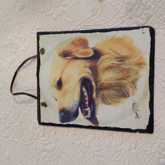 Evergreen Ent | Dog | Golden Retriever By Artist Robert J May Slate ...